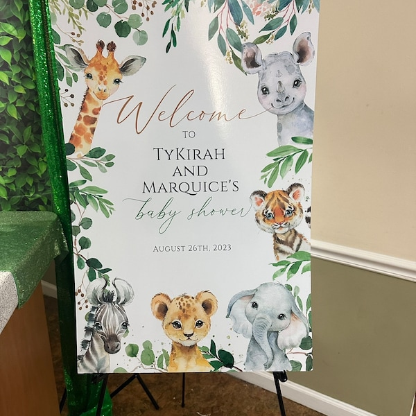 Editable A Little Wild One Baby Shower Welcome Sign, Safari Jungle Baby ...