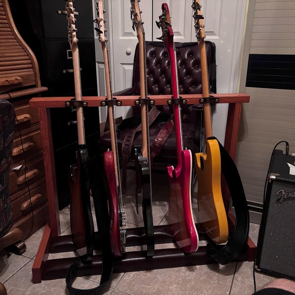 Leather & Wood Upright Custom Guitar Rack Guitar Stand - Etsy