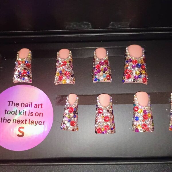 Enchanted Forest Custom Press on Nails | Crystals, Flower, Pearls 3D ...