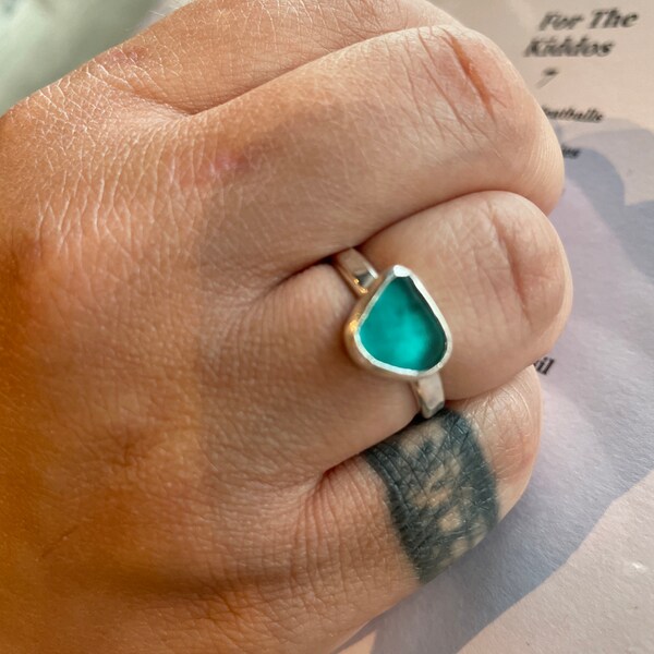 Sea Glass Ring, Genuine Beach Glass Ring, Sea Glass Jewelry, Seaglass ...