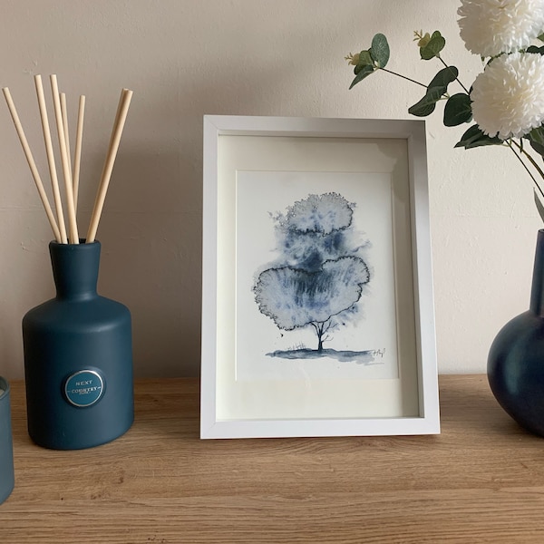 Black and White Abstract Tree Poster Print, Watercolour Fine Art Print ...