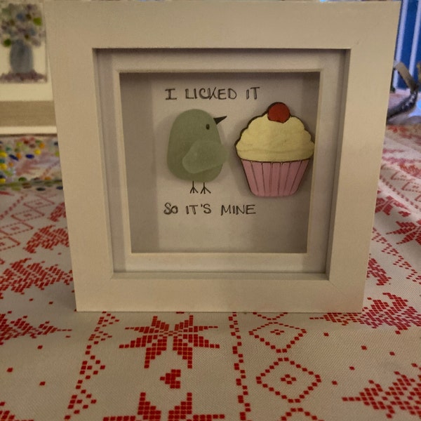 Cornish Sea Glass Art Frame Let the Sea Set You Free Coastal Scene ...