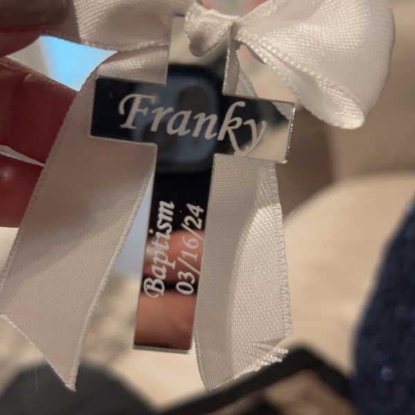 Baptism Favor Tag, Gold Rectangle Name Tag, Cross Baptism Tags, Gold ...