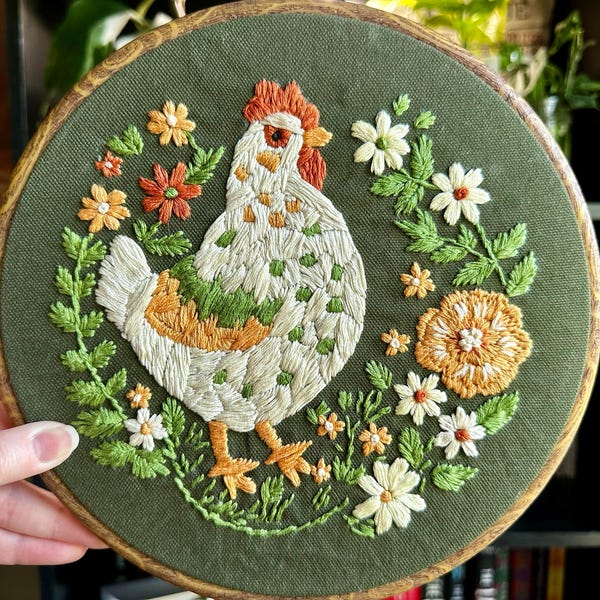 Chicken Hand Embroidery Pattern, Chicken Pattern, Farm Life Pattern ...