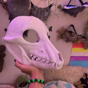 Toony Cat Feline Bone Skull Mask Movable Moving Hinge Jaw 3D Printed ...