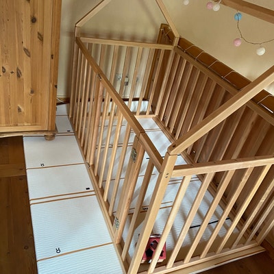 House Playpen Bed With Fall Protection and Slatted Frame by Busywood ...