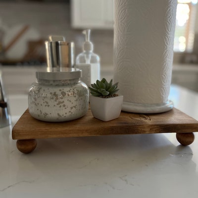 Wood Riser, Ball Leg Wood Tray, Farmhouse Decor, Rustic Tray, Riser ...