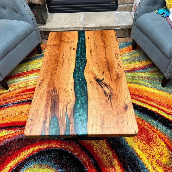 Epoxy River Table, Cherry Slab Table, Live Edge Table, Epoxy Coffee ...