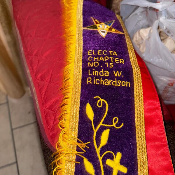 Custom OES Purple Velvet Worthy Matron Sash - Masonic Order of Eastern ...