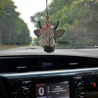 Cow Car Charm / Car Accessories / Car Mirror Accessories / Macrame Cow ...