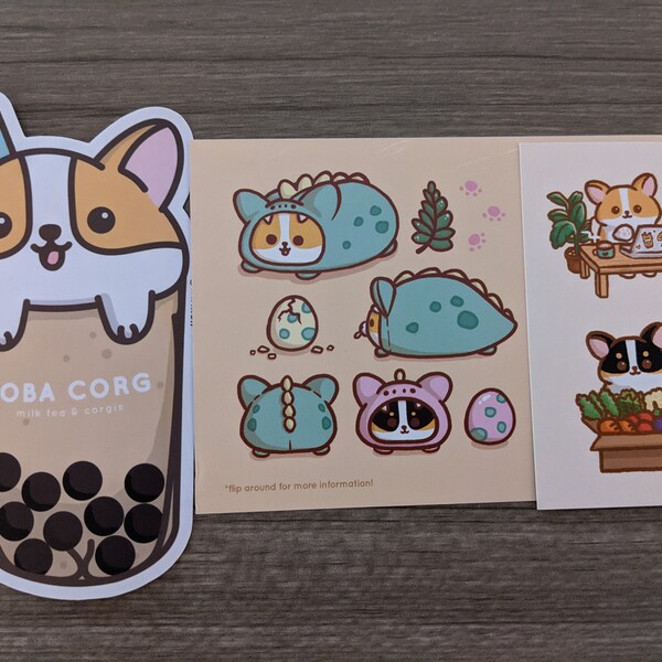 Boba Corgi Sticker, Corgi Stickers, Vinyl Stickers, Boba Stickers ...