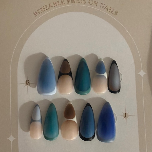 MARIE | Funky Blue Hue Aura Press on Nails | James Turrell Inspired ...