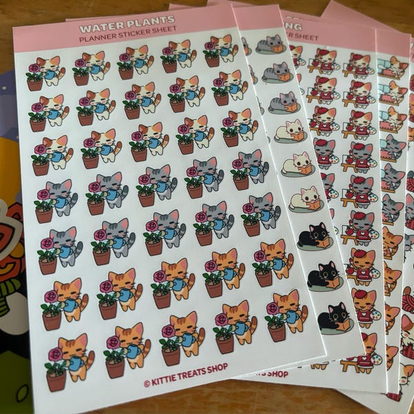 Kawaii Cat Workout Planner Stickers, Workout Reminders, Cute Planner ...