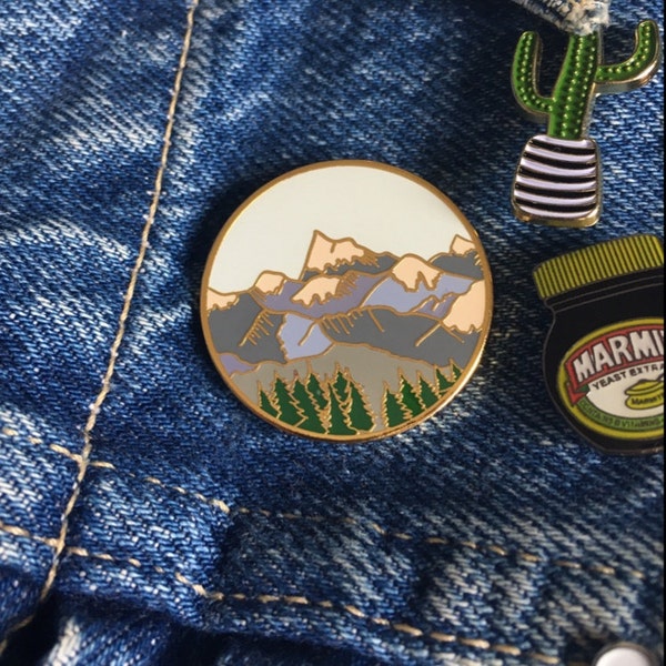 Mountains Enamel Pin | Pin Badge | Hard Enamel Pin | Gold Enamel Lapel ...
