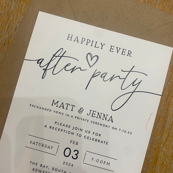 Happily Ever After Party Invite, Evening Reception Invitation ...