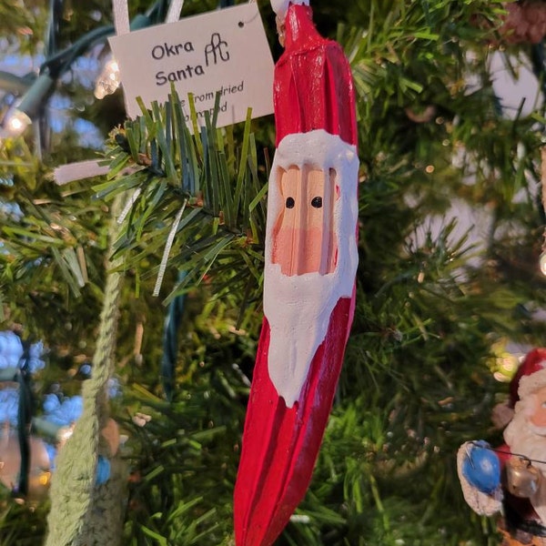 Okra Santa Handmade Christmas Ornament, Santa Claus Ornament, Dried ...