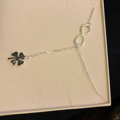 Four Leaf Clover Infinity Lariat Y Necklace,shamrock Necklace,infinity ...