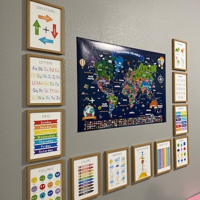 Set of 12 Educational Posters, Montessori Classroom Decor Homeschool ...