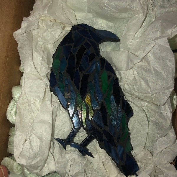 Northern Lights Raven Glass Mosaic - Etsy