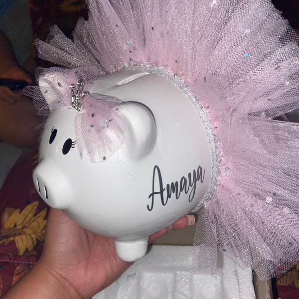 Personalized Light Pink Piggy Bank,pink Tutu,piggy Banks for Girls ...