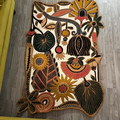 Scallop Wavy Shaped Hand Tufted Irregular Solid Color Large Area Rug ...