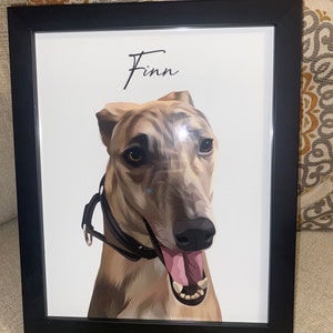 Custom Pet Portrait Framed Dog Portrait Digital Dog Art Pet Commission ...