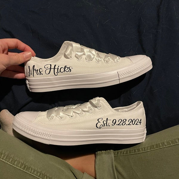 Wedding Converse for Bride, Bride Shoes, Pearls or Crystals, Genuine ...