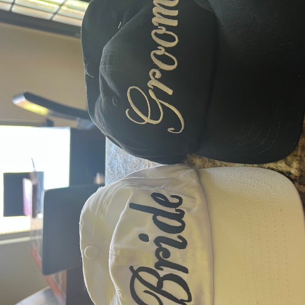 Wedding Bride and Groom Embroidered Baseball Caps - Etsy