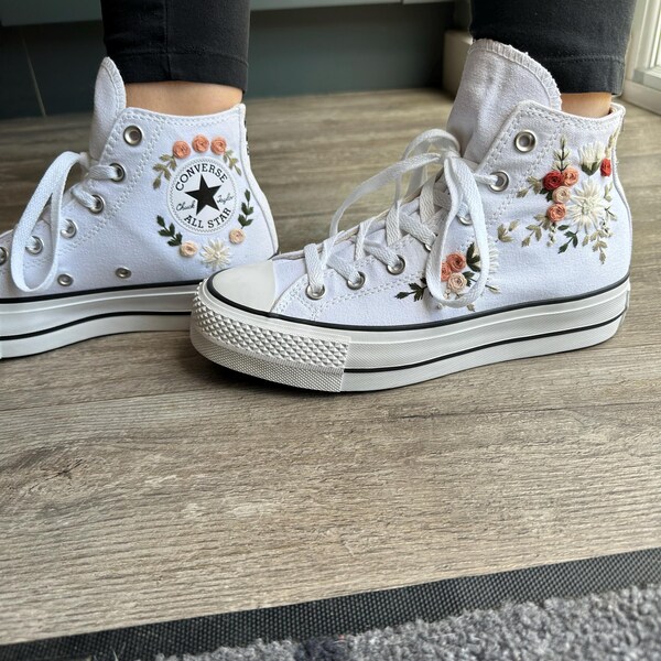 Embroidered Converse/flower Converse/converse LOW Tops/converse ...