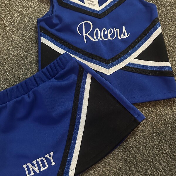 Blue & Black Cheer Uniform, Customized Cheerleading Uniform, Girls ...