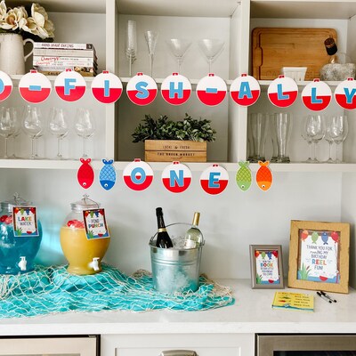 Printable Banner, Fishing Banner, O-fish-ally One Banner, Fishing ...