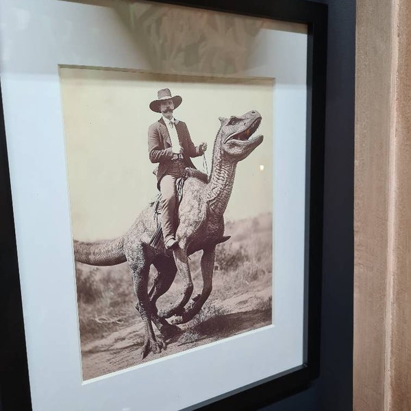 Dinosaur Cowboy, Vintage Photography, Art Poster Print, Dark Academia ...