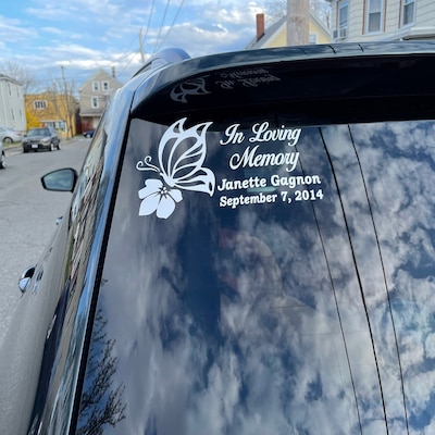 Butterfly in Loving Memory Car Decal, Butterfly Memorial Gift Decal ...