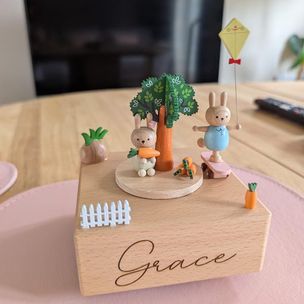 Customised Wooden Music Box / Engraved Name Music Box / Baby ...