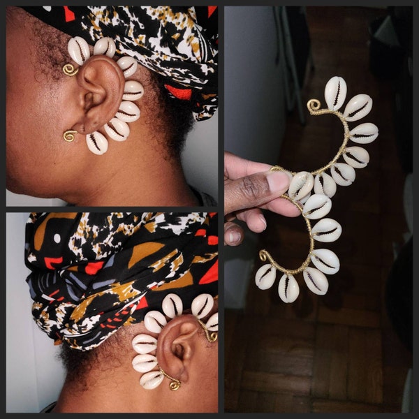 Ear Cuff, Cowrie Shell Earring, African Jewelry for Women, Cowrie Shell ...