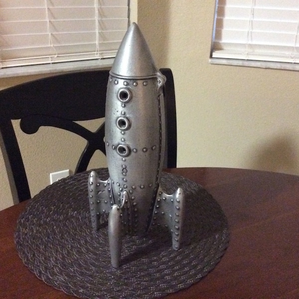 Moon Rocket Coin Bank With One Spaceman - Item #924, Cast Aluminum and ...
