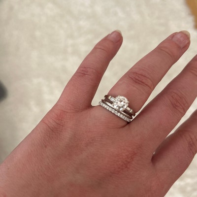 Double Wedding Bands Womens Wedding Ring Set of Two in Solid 14K Yellow ...