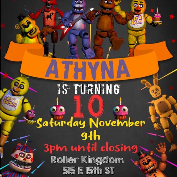 Editable Five Nights at Freddys Birthday Invitation | for Boy & Girl ...