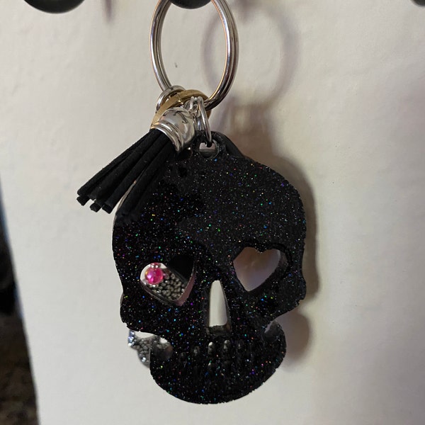 Glitter Skull Keychain - Etsy