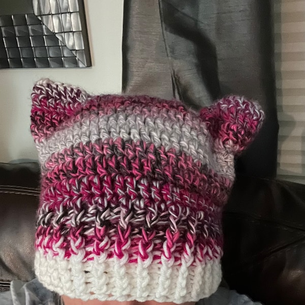 PATTERN - PDF DOWNLOAD - Crochet No-sew Square Cat Hat Adult Size - Etsy