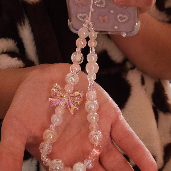 Pink Bow Tie Phone Charm Strap, Phone Lanyard, Phone Accessory, Gift ...