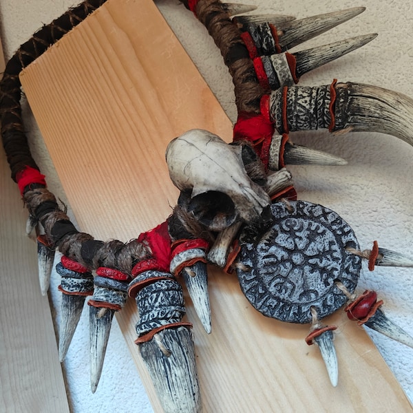 Large Shaman Necklace With Bones and Fangs | Tribal Accessories | LARP ...