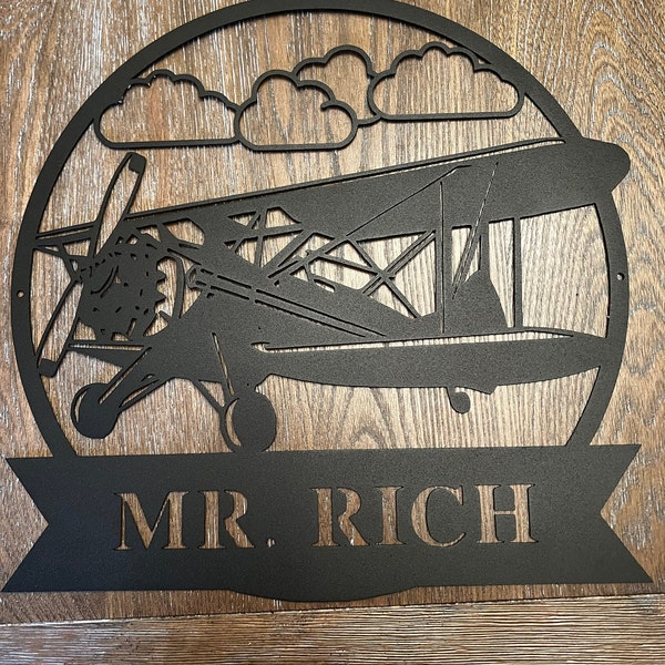 Propeller Plane Metal Sign, Airplane Name Sign, Personalized Pilot Gift ...
