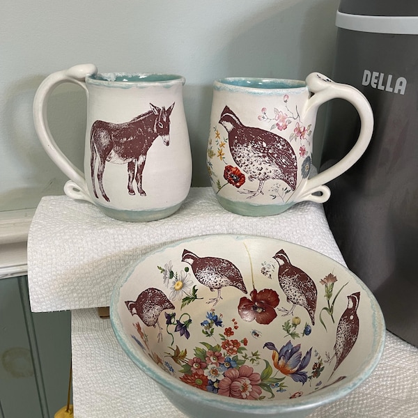 Field Mouse Mug With Colorful Flowers. Mouse Mug, Vintage Florals ...
