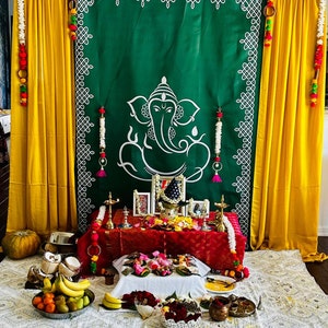 Indian Pooja Banana Leaf Backdrops Designed With Pichwai Cow and ...