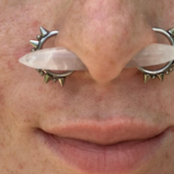Transparent Septum Pincher. Clear Quartz Septum Pincher. Stretched Septum. Tusk Pincher - Etsy