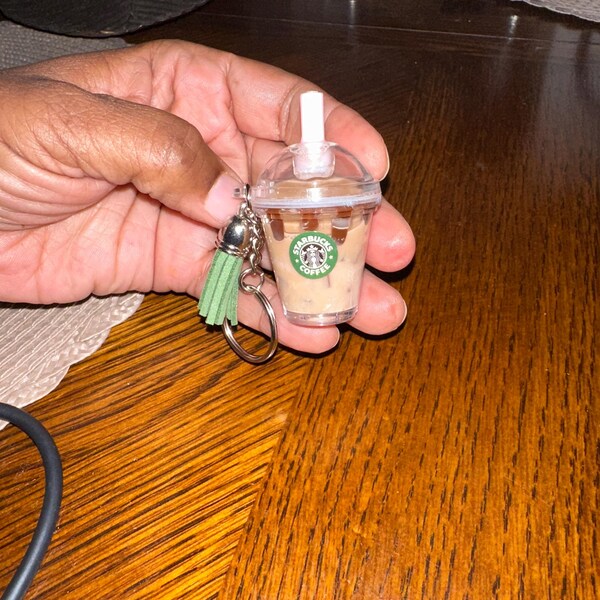 Mini Coffee Keychain //inspired Drink Keychain// Pink Drink Key Chain ...