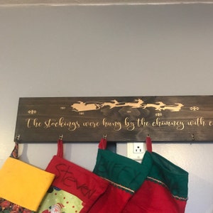 And the Stockings Were Hung Wooden Sign, Stocking Holder Sign, Wooden ...