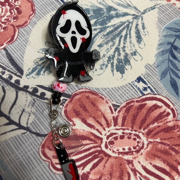 Horror Badge Reel/badge Holder/cute Gift/lanyard/beaded Pen/ Cute ...