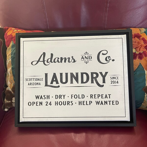 Personalize Laundry Sign, Farmhouse Laundry Room, Wash Dry Fold Repeat ...